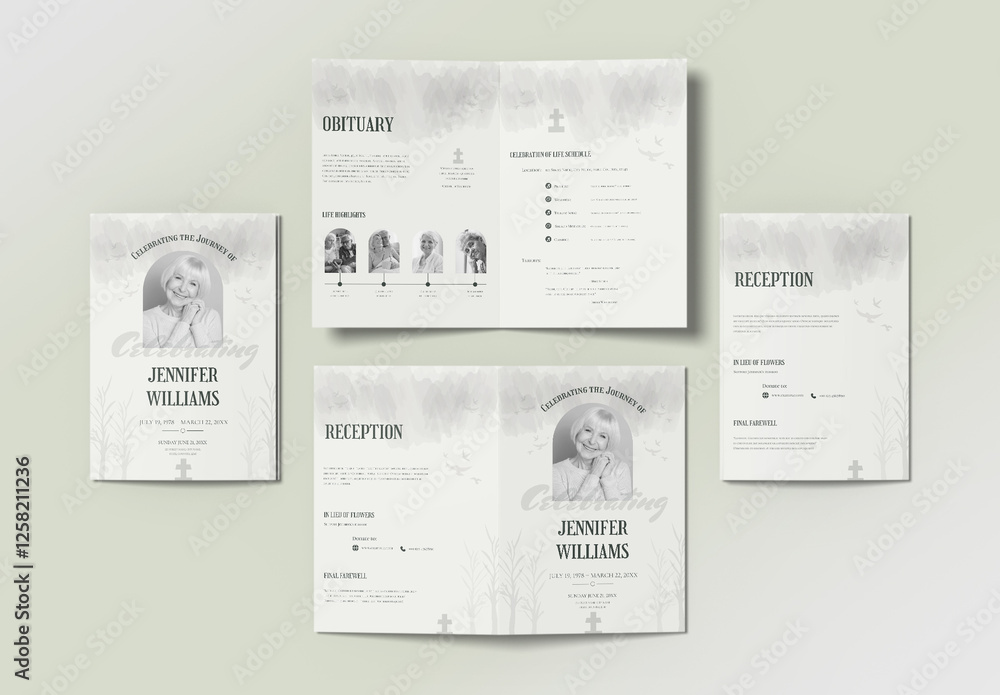 Memorial Funeral Program Brochure Layout Stock Template | Adobe Stock