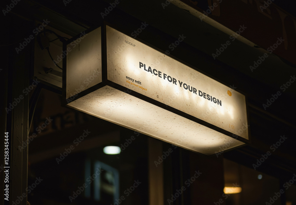 Backlight Rectangular Sign Mockup Store Stock Template | Adobe Stock
