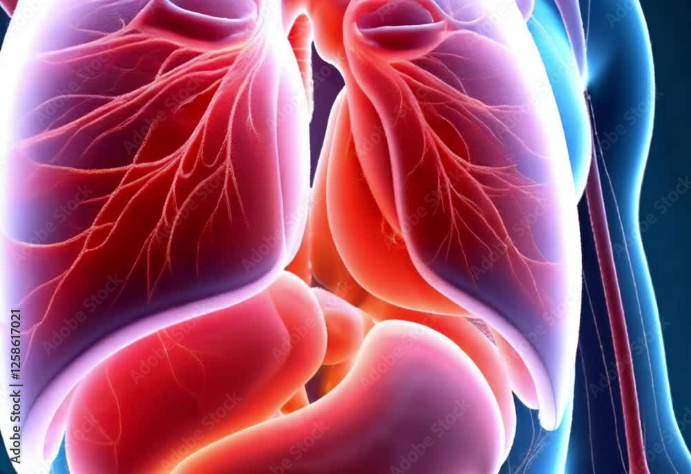 Human Lungs and Heart Anatomy, internal organs of the human body ...