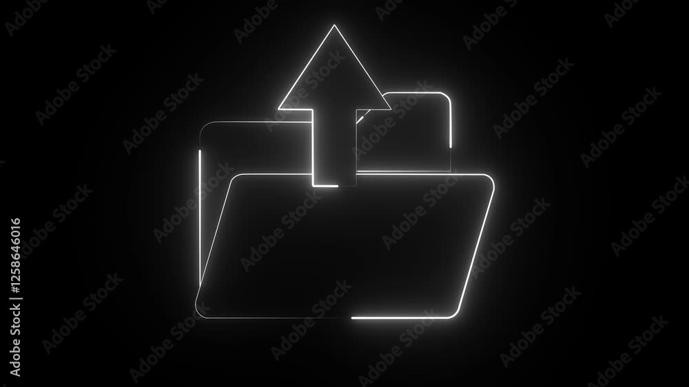 Vidéo Stock Neon glowing mobile device folder icon animated on black ...