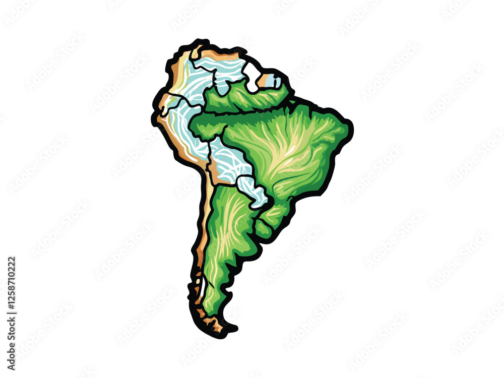 Poster Create a detailed vector map of South America highlighting its ...