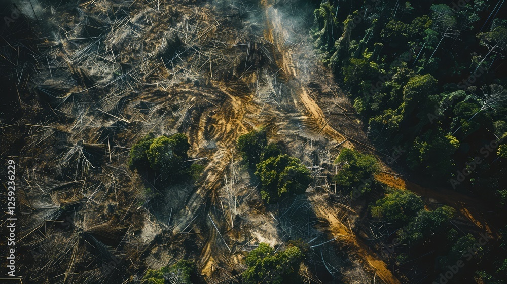 Poster Deforestation Aerial View: A heartbreaking aerial shot reveals ...