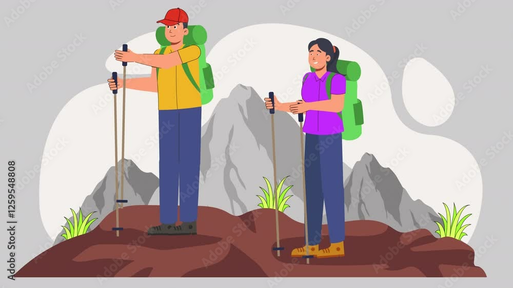 Depict outdoor activities using vector animation. Characters enjoy ...