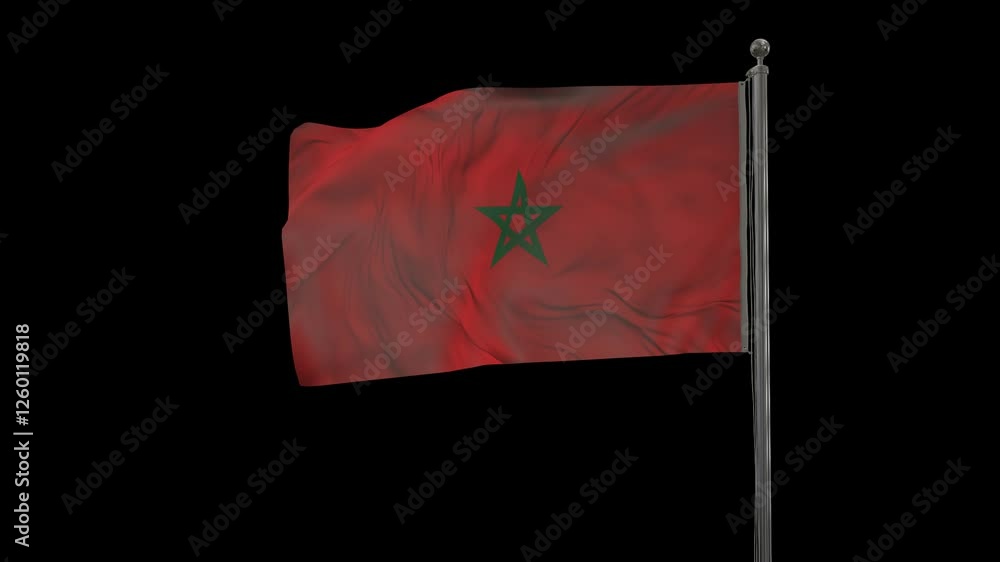 Morocco flag animation on transparent background. Alpha 4K Stock 비디오 ...