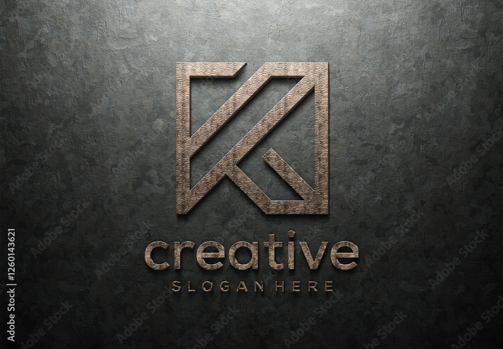 Carved Logo Mockup On Textured Metal Surface Stock Template | Adobe Stock