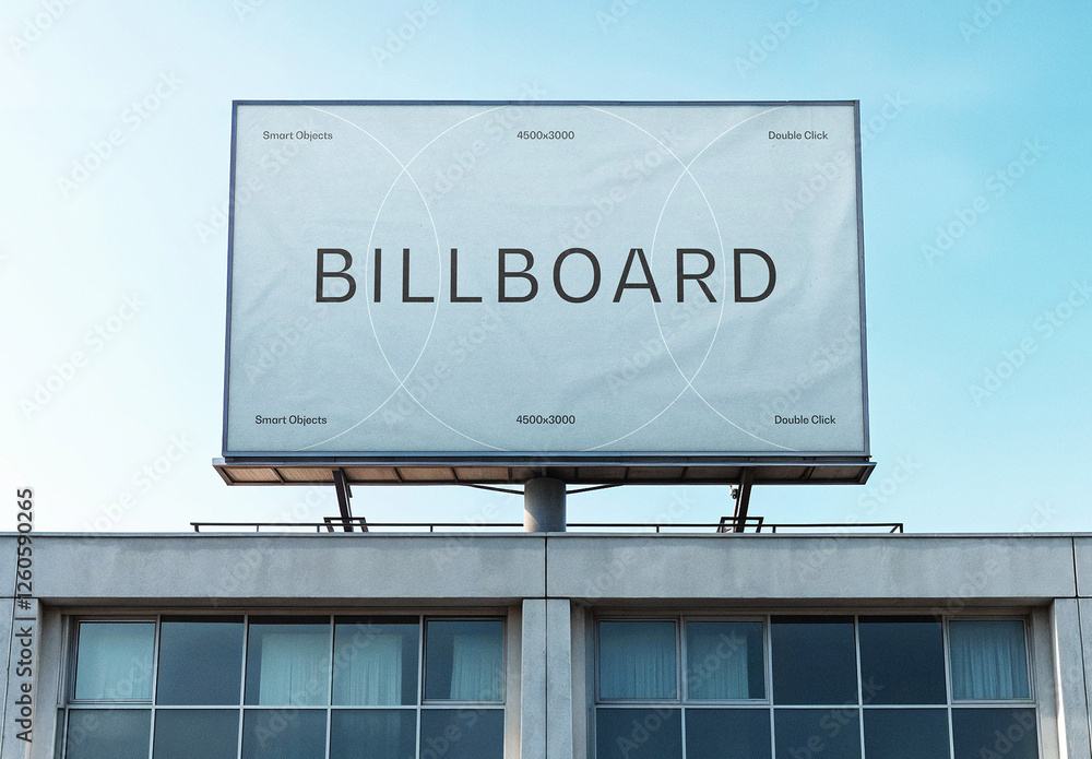 Outdoor Roof Billboard Mockup WIth Generative AI Stock Template | Adobe ...