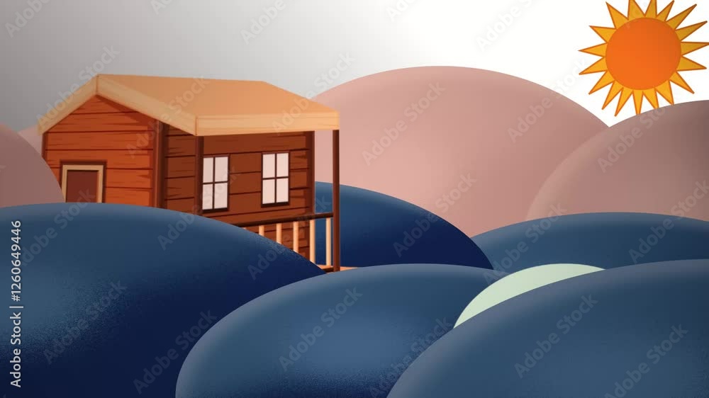 Video Stock K Seamless Looping Animation of a Log Cabin in the ...