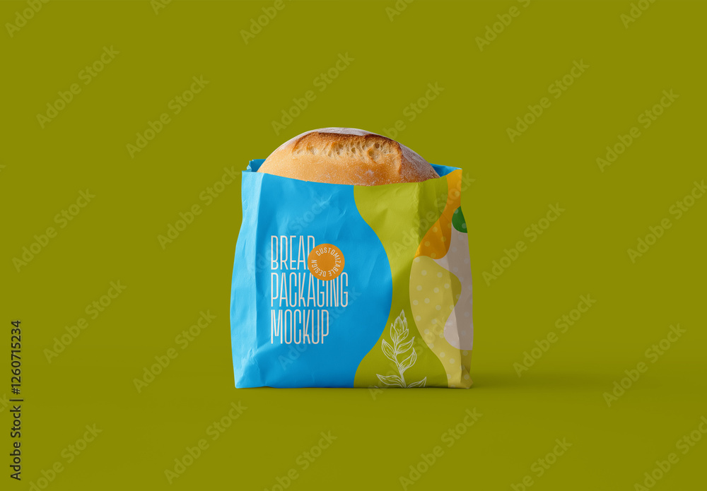 Realistic Bread Packaging Mockup with Shadows for Bakery Branding ...