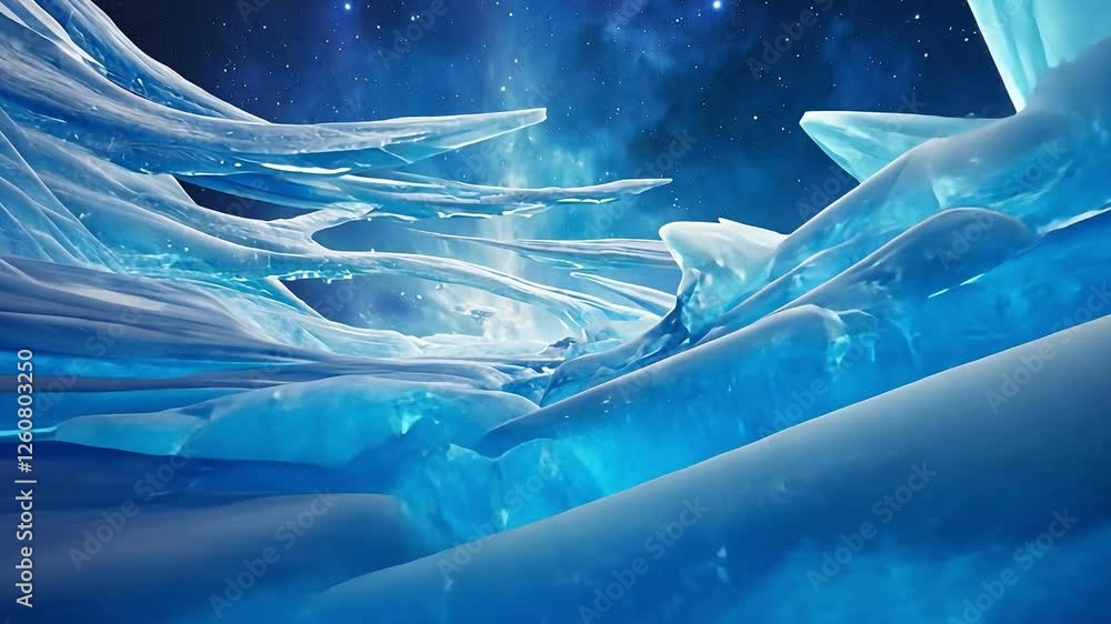 Celestial Ice Cave: A breathtaking vista of a fantastical ice cave ...