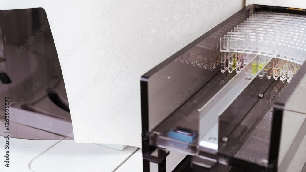 Lab with a pipette in a cuvette segments medical lab. Automatic ...