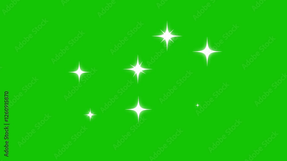 Twinkling stars blinking animation on green screen background. white ...