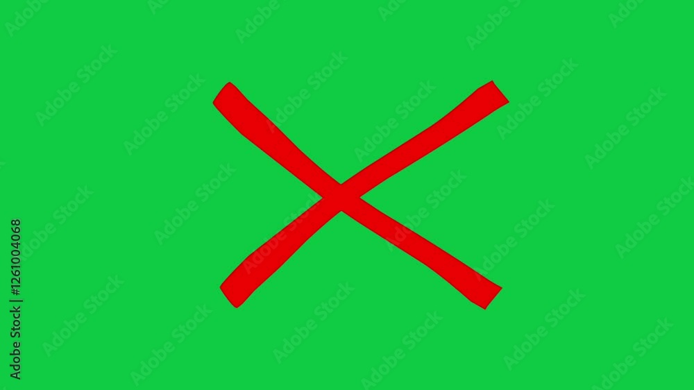 The appearance of an animated hand-drawn red cross with a brush ...