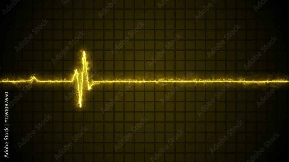 Fire neon ECG pulse rate line. EKG pulse Wave, cardiogram and rhythm. Abstract heartbeat signal ...