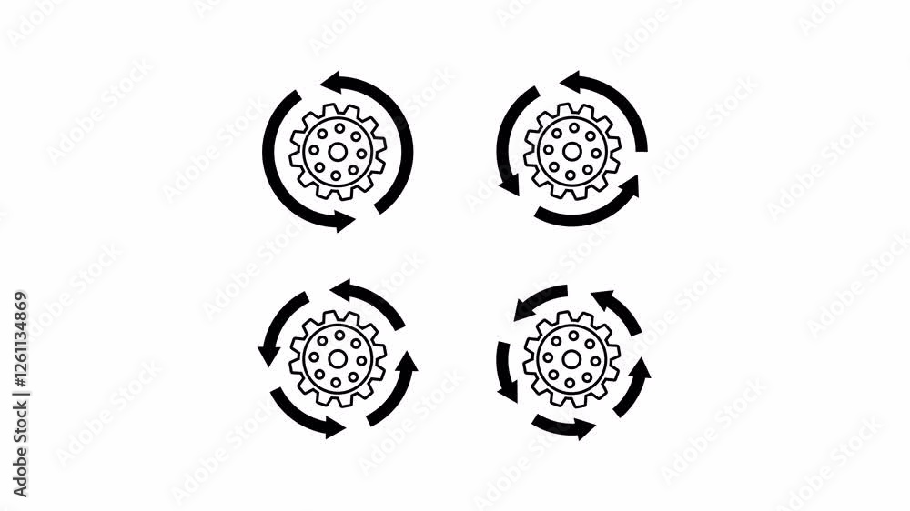 Gear Rotation with Arrows Loop Animation. 4k Video with alpha channel ...