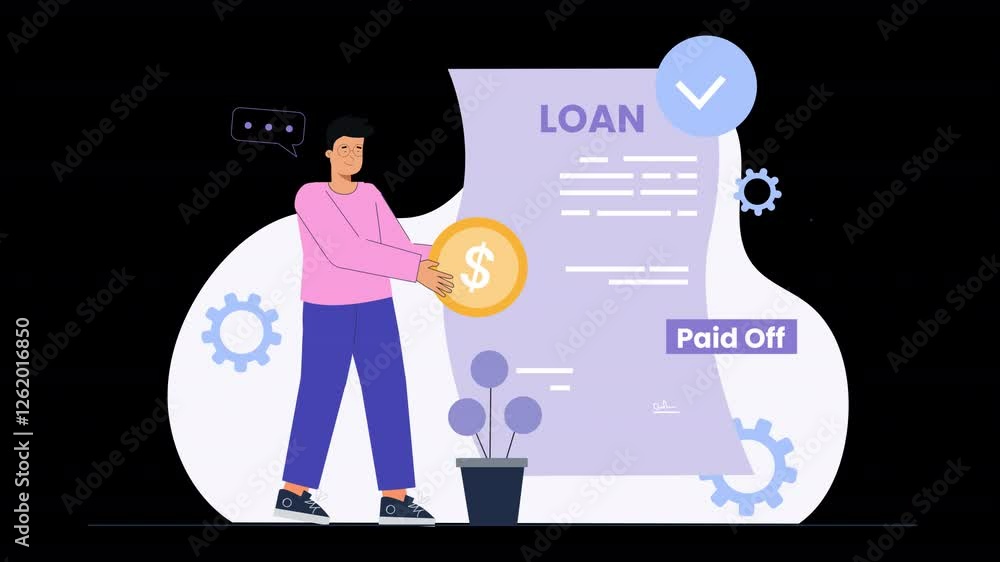 Vector character animation explaining the loan operation process ...