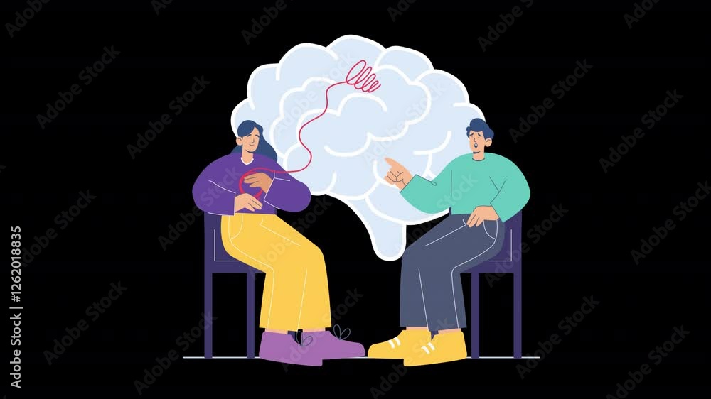 Vector character animation highlights mental health support, showing ...