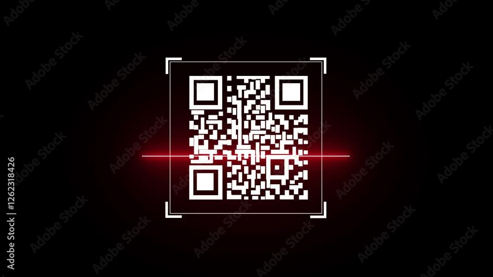 scan QR code barcode animation on black background, QR code scanner animated. suitable for ...