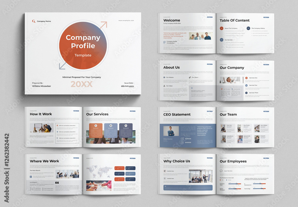 Company Profile Template Landscape Stock Template | Adobe Stock