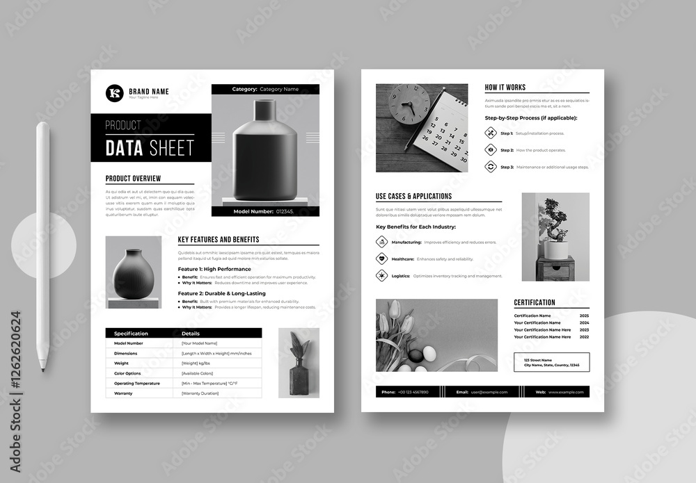 Product Data Sheet Template Layout Stock Template | Adobe Stock