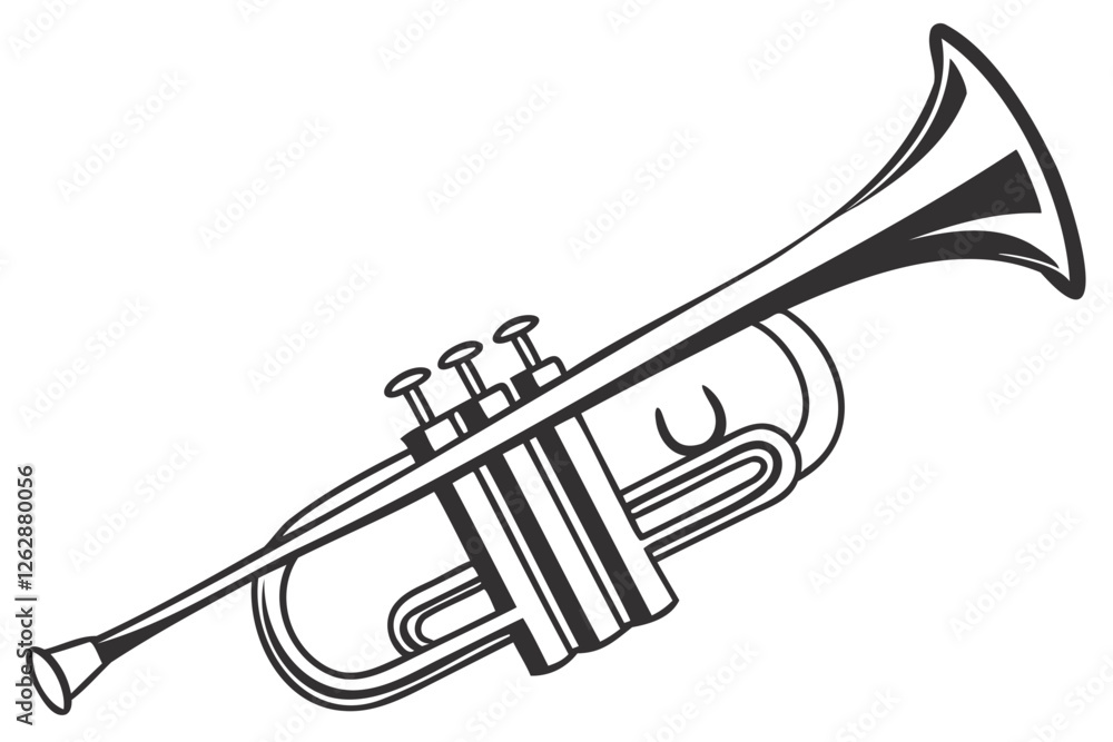 Poster A Simple Trumpet black silhouette vector isolated on a ...