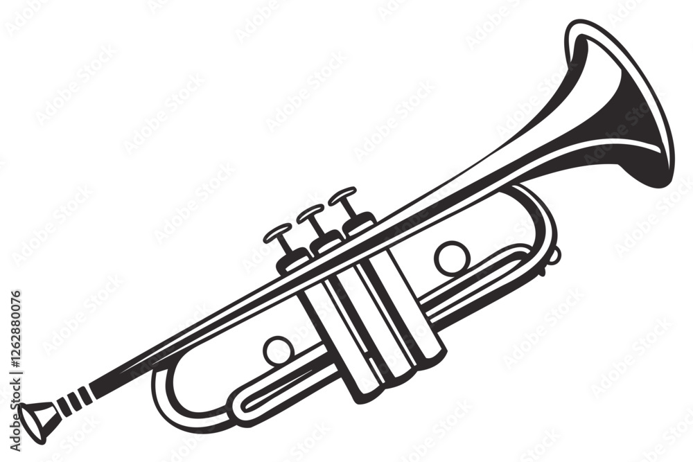 Poster A Simple Trumpet black silhouette vector isolated on a ...
