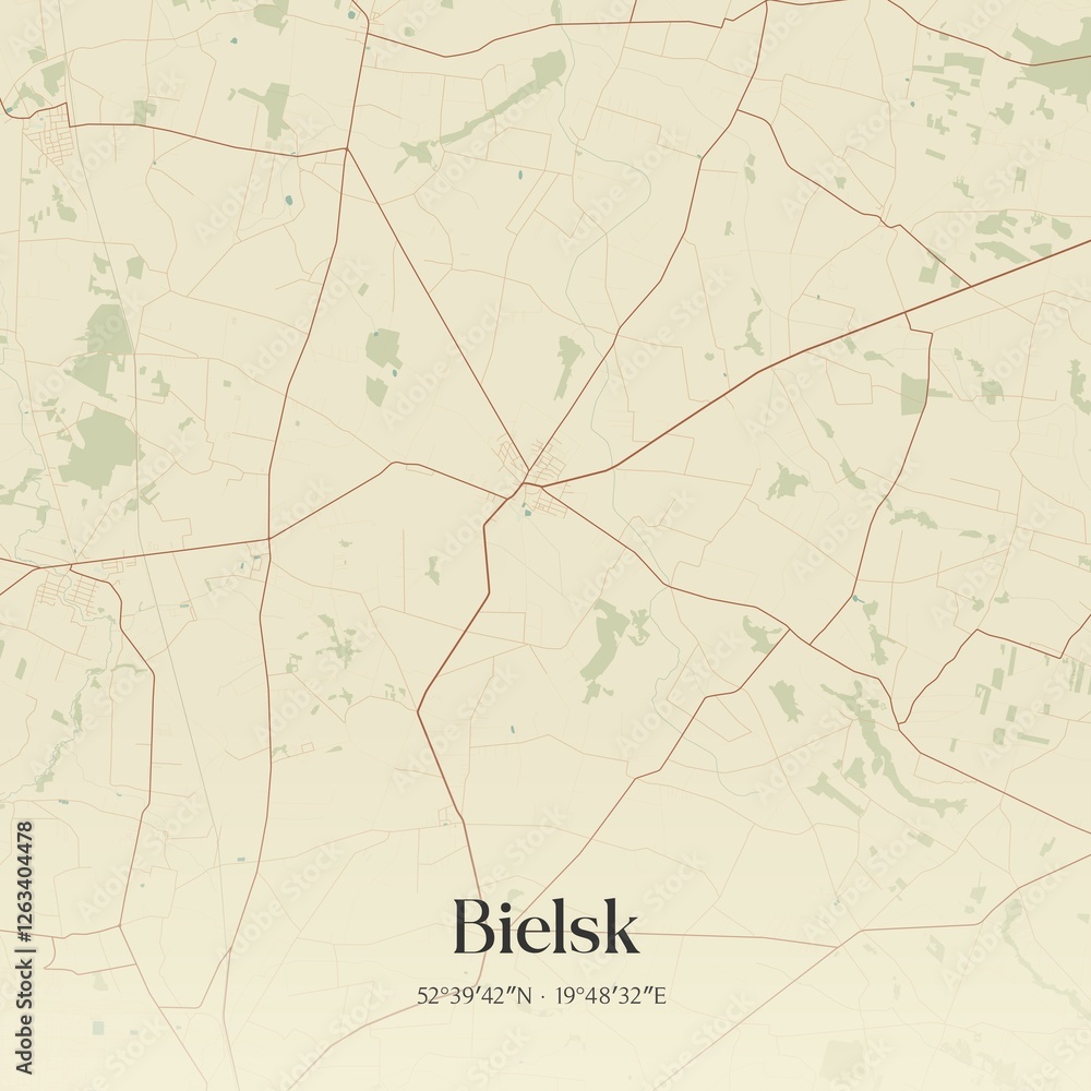 Poster Vintage map of Bielsk, Poland. – Wall Art | UkPosters