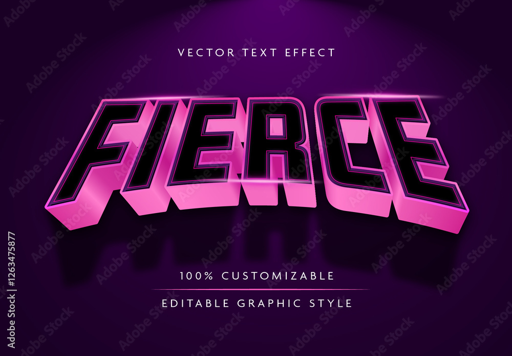 Pink And Black Bold Font Extruded Curved 3D Text Effect Stock Template ...