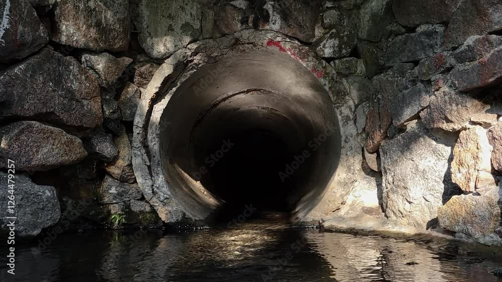 Old underground drainage collector pipe comes to the surface with ...