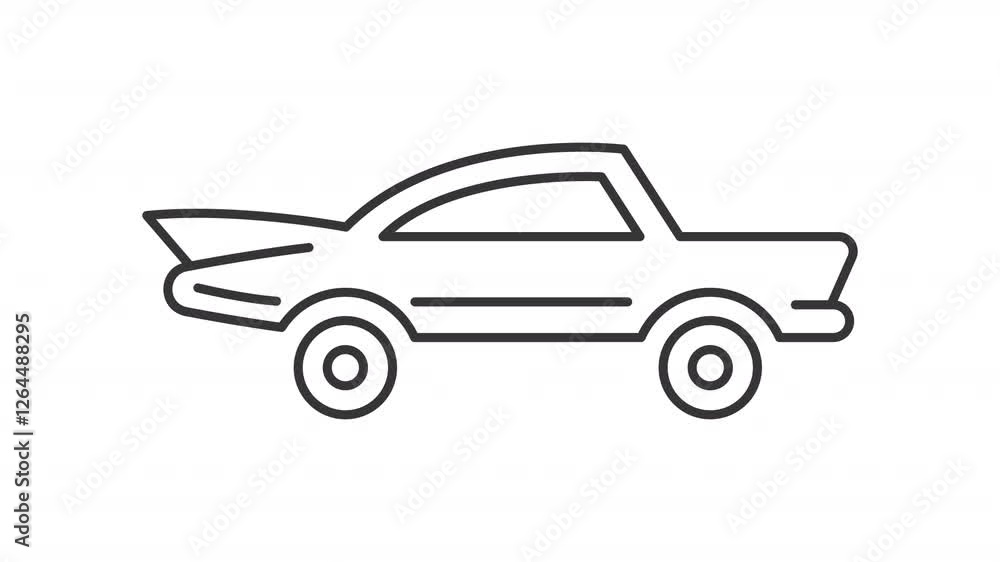 Animated classic car icon. Moving transport line animation. Jumping ...