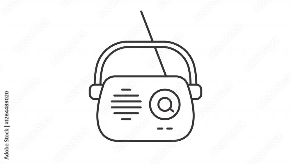 Animated radio icon. Communication technology line animation. Moving ...