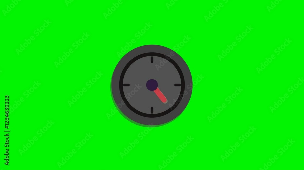 Animated dark colored clock simple icon element asset visual green ...
