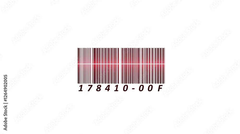 barcode being scanned with a laser beam barcode scanner, a barcode on ...