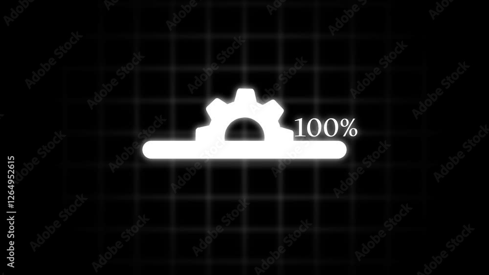 Loading bar with gear icon and animated percentage progress. A dynamic ...