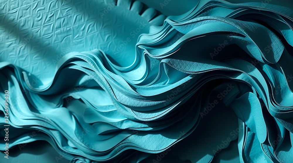 Poster Generative AI Blue Abstract Ruffled Paper Texture Art blue ...