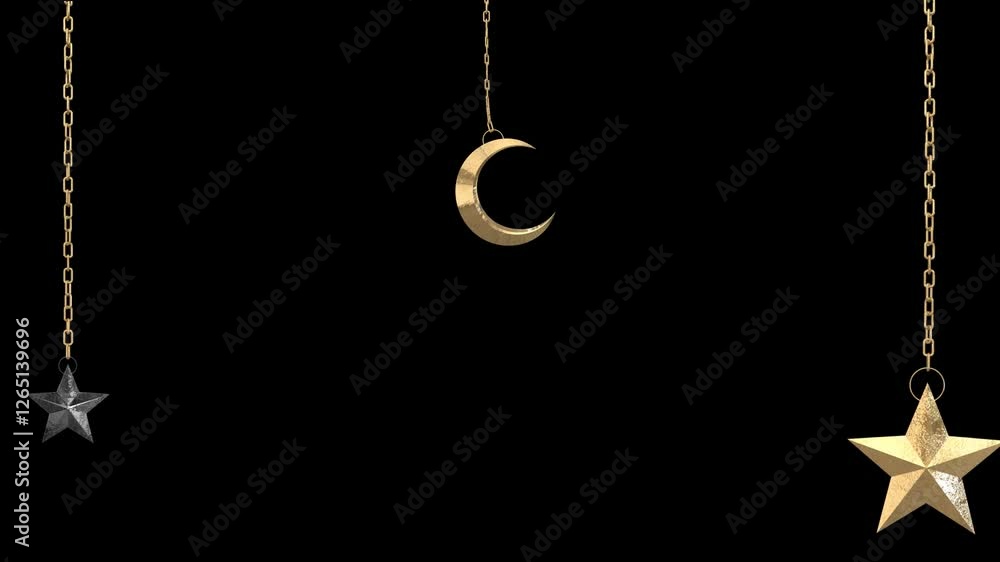 golden chain moon and stars on a black background Stock Video | Adobe Stock