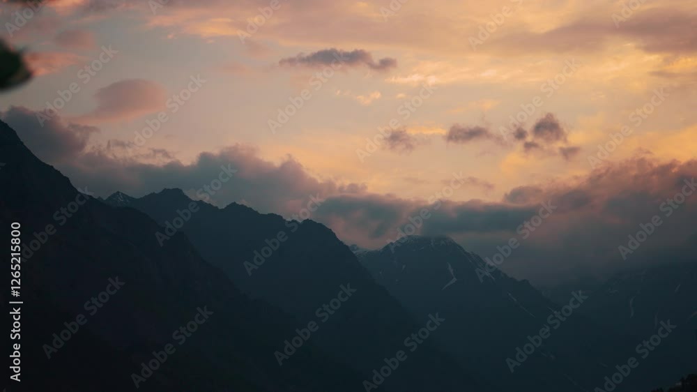 4K shot of clouds above the snowy Himalayan mountain peaks during the ...