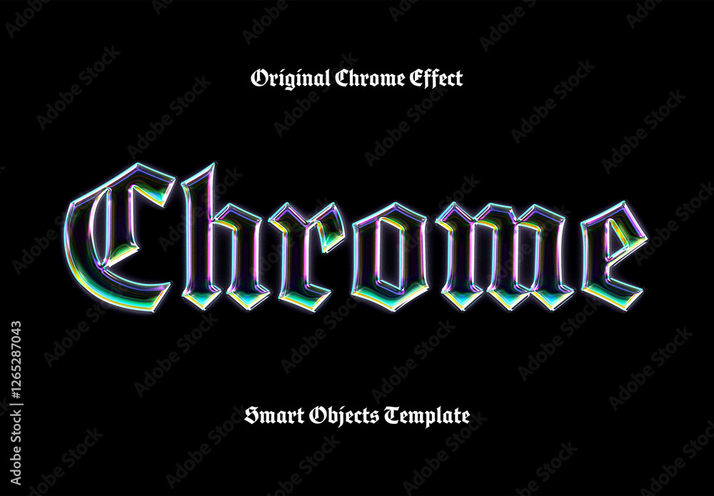 Iridescent Chrome Text & Logo Effect Mockup Stock Template | Adobe Stock