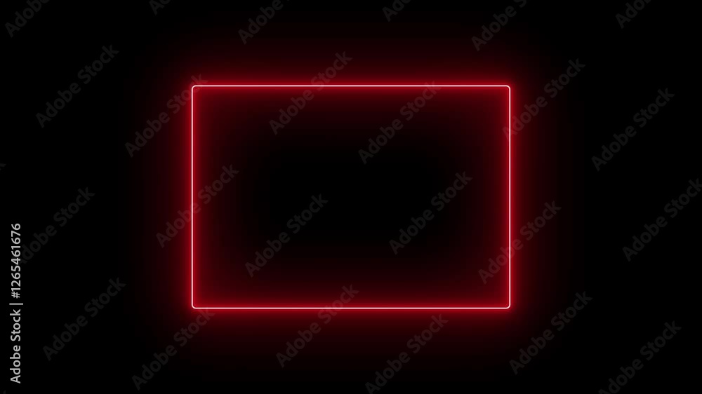 Rectangle frame with glow effect. Abstract Neon Rectangular frame icon and seamless loop ...