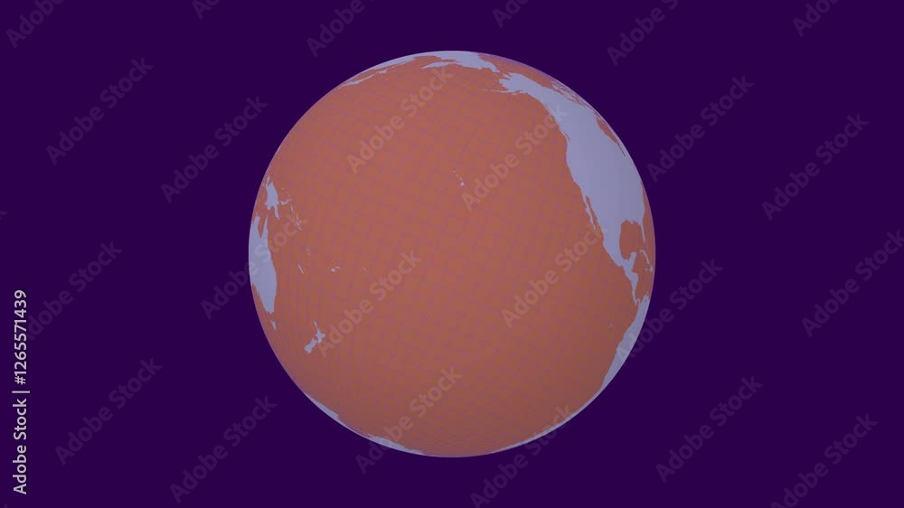 Rotating earth. Tilted sphere view. Slow speed planet rotation. Solid ...