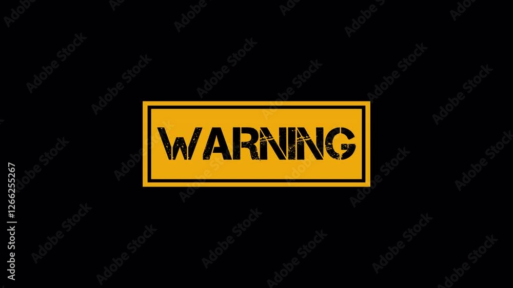 orange warning text sign stamp animation on transparent background with ...
