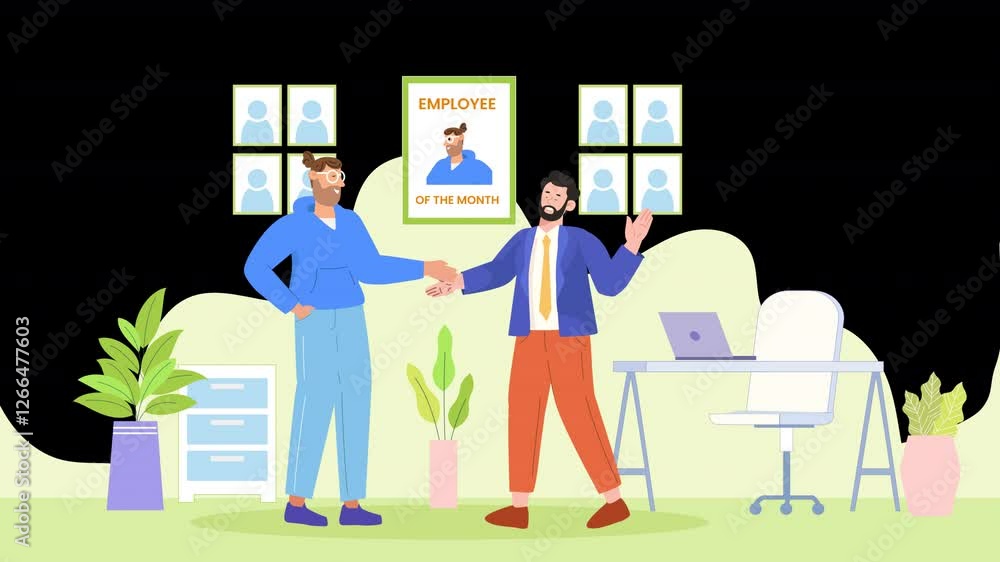 Depict employee acknowledgment events with simple flat animations of ...