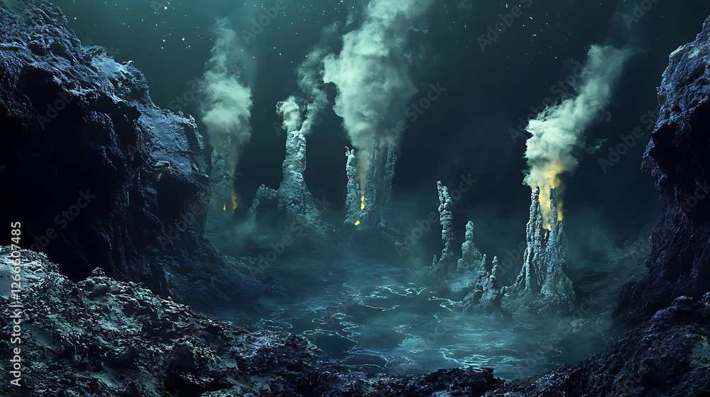 Photo & Art Print Illustration of hydrothermal vents on the ocean floor ...