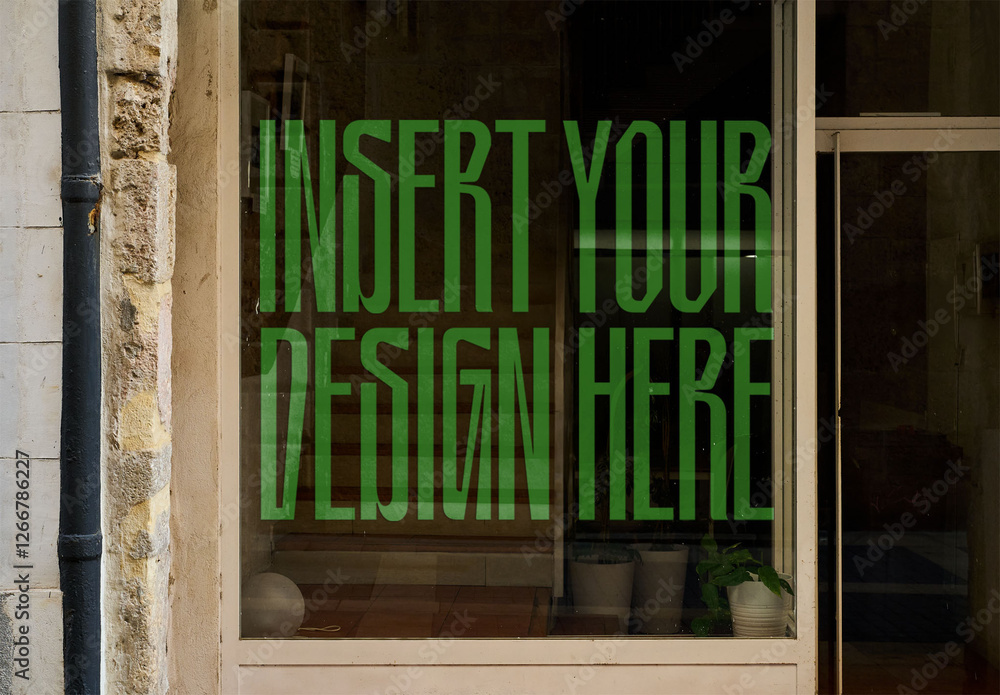 Urban Glass Window Advertising Mockup. For use with transparencies ...