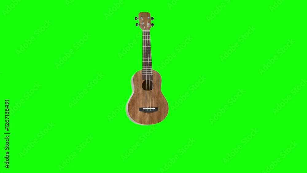 ukulele animation musical instrument green screen loop 3D rendering ...