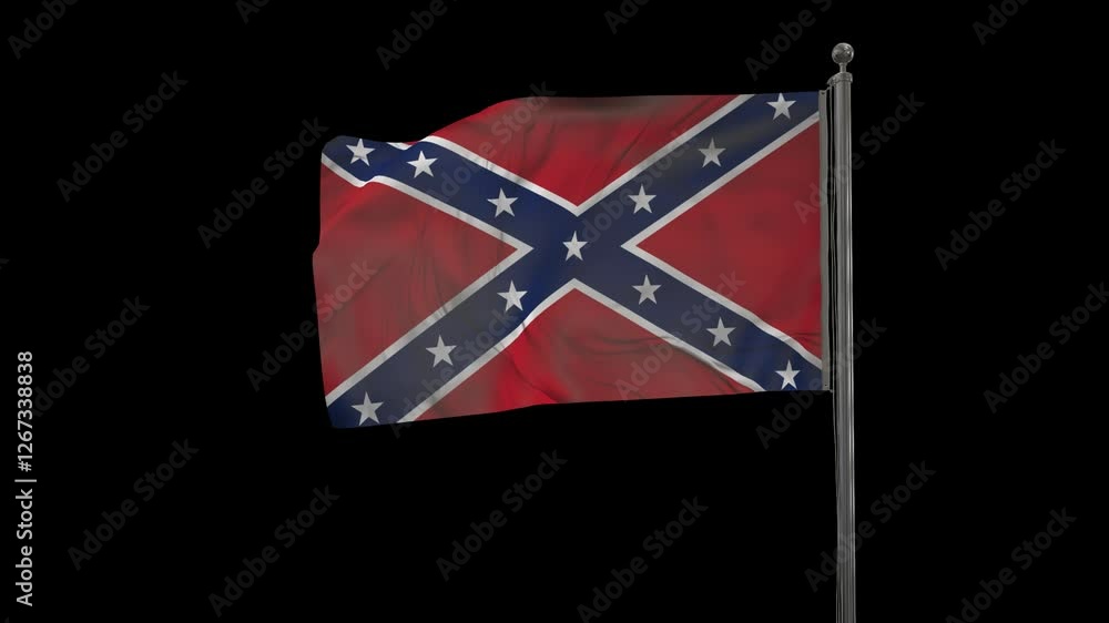 Confederate flag animation on transparent background. Alpha 4K Stock ...