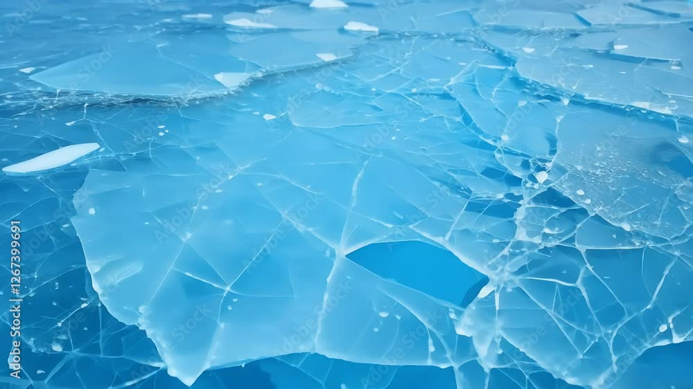 High definition animation showing cracking effect ice cool blue ...