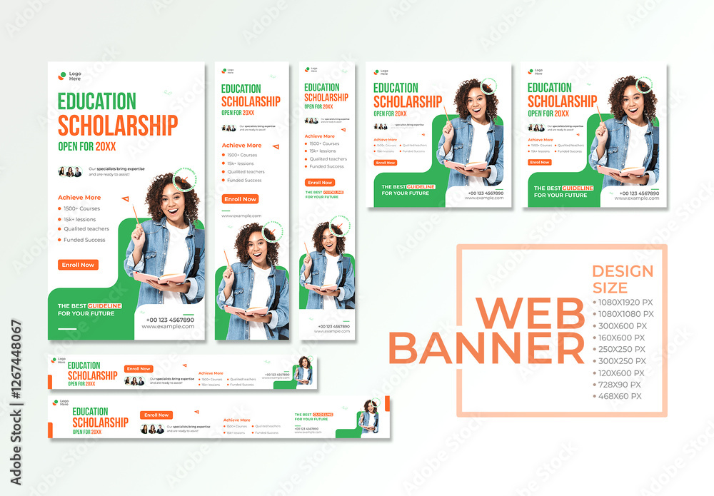 Scholarship Program Web Banner Design Stock Template | Adobe Stock