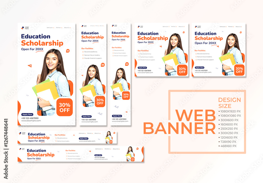 Scholarship Program Web Banner Design Stock Template | Adobe Stock