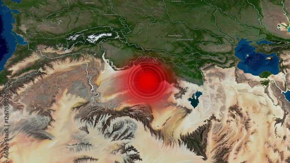 Concentric red circles expanding across geographic map, visualizing ...