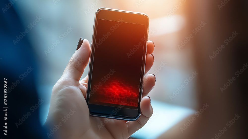 Poster Fake emergency alert scam notification on a smartphone, digital ...